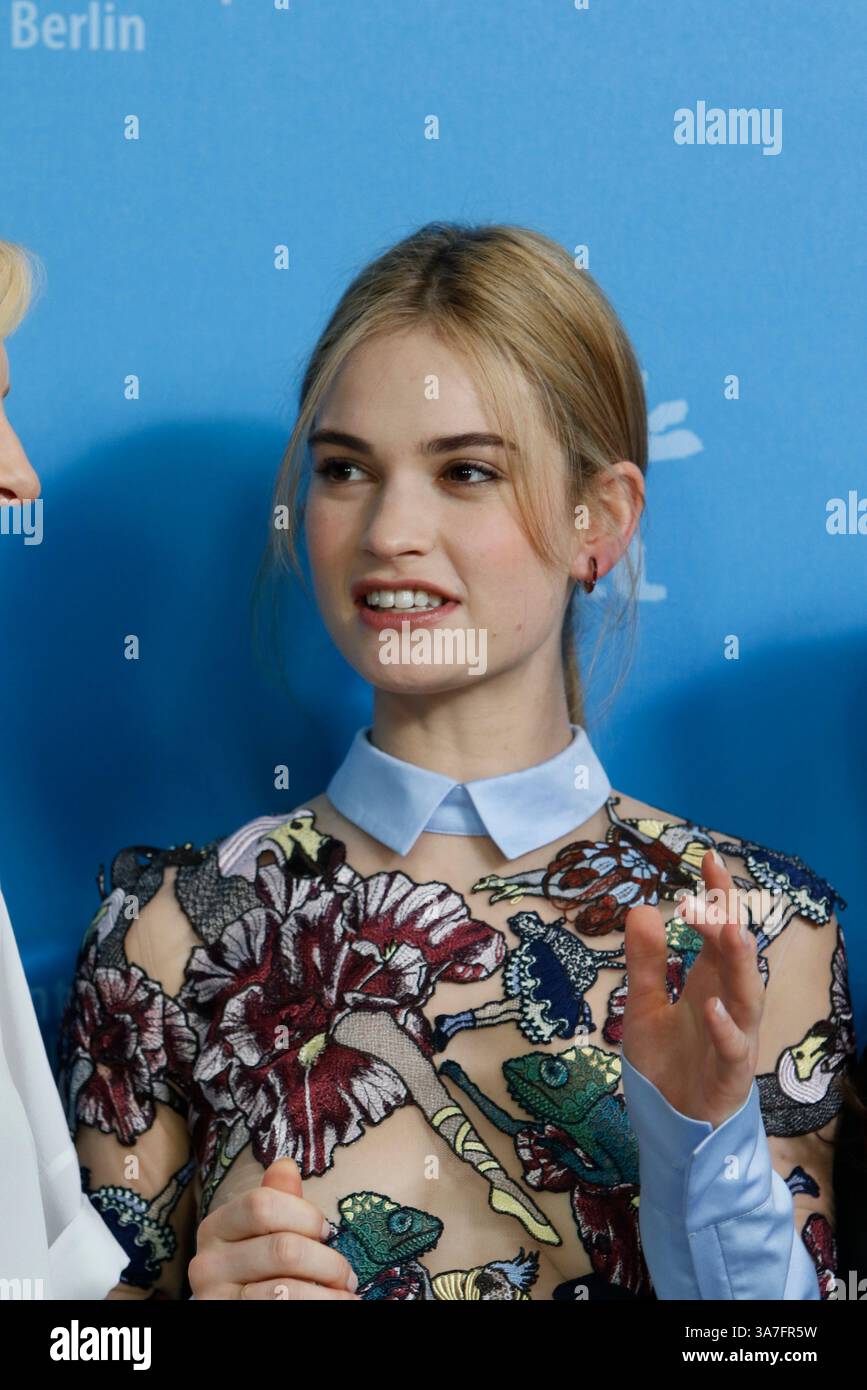 Actress Lily James attends the photo call of Cinderella during the 65th ...