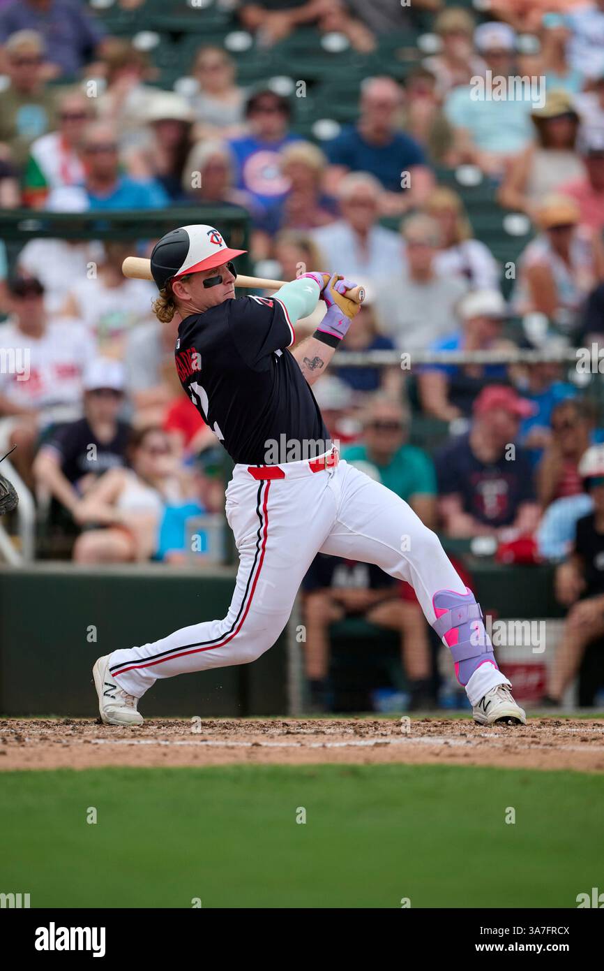 Minnesota Twins Harrison Bader (12) at bat during an MLB Spring ...