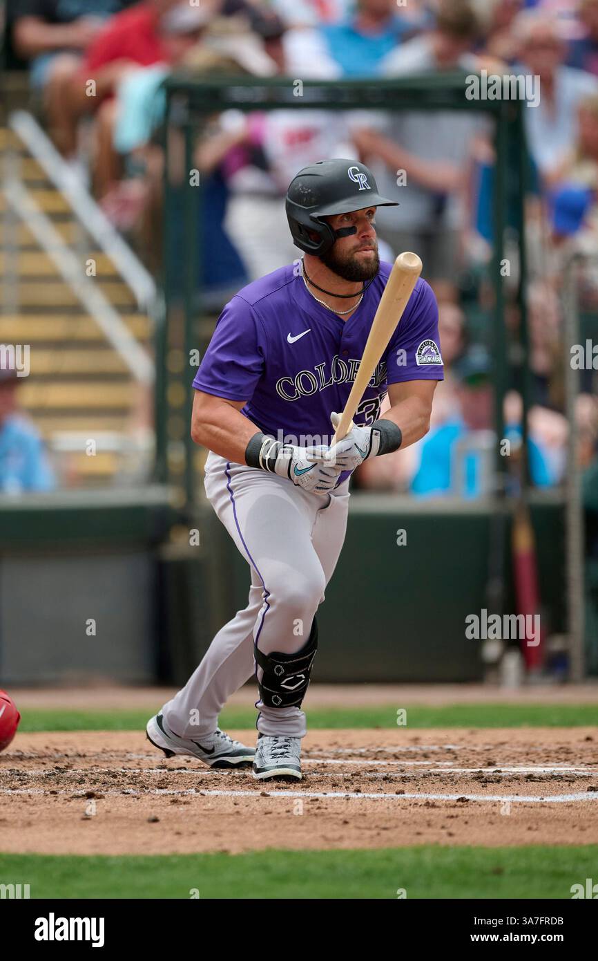 Colorado Rockies Nick Martini (35) at bat during an MLB Spring Training ...