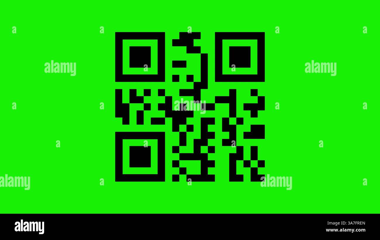 QR code being scanned on a green background. 3d illustration Stock ...