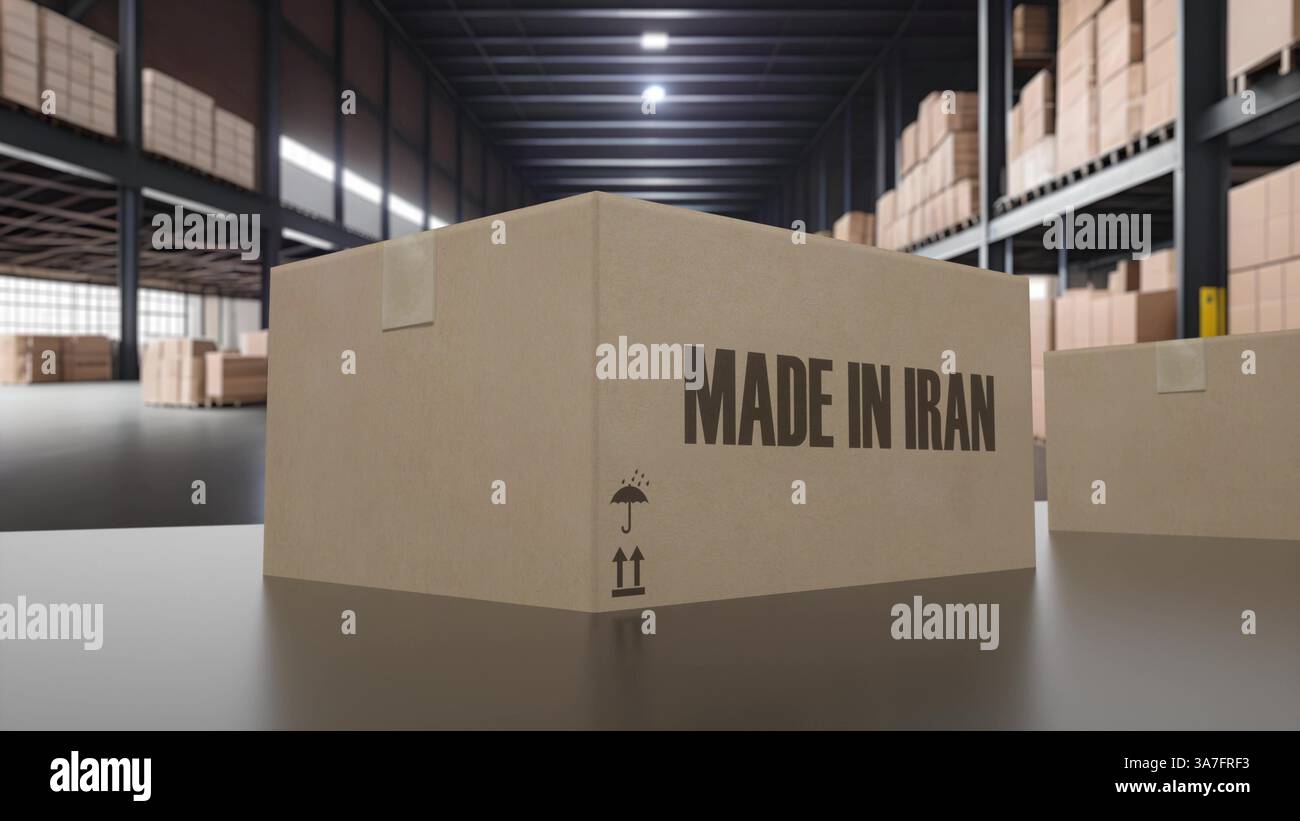 Boxes made in iran text hi-res stock photography and images - Alamy