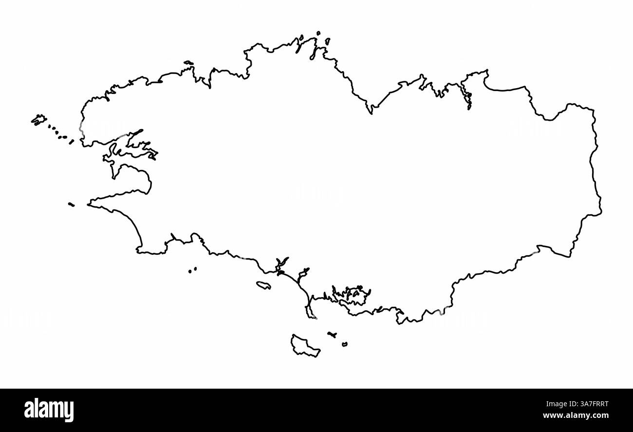 Brittany outline map isolated on white background, France Stock Vector ...