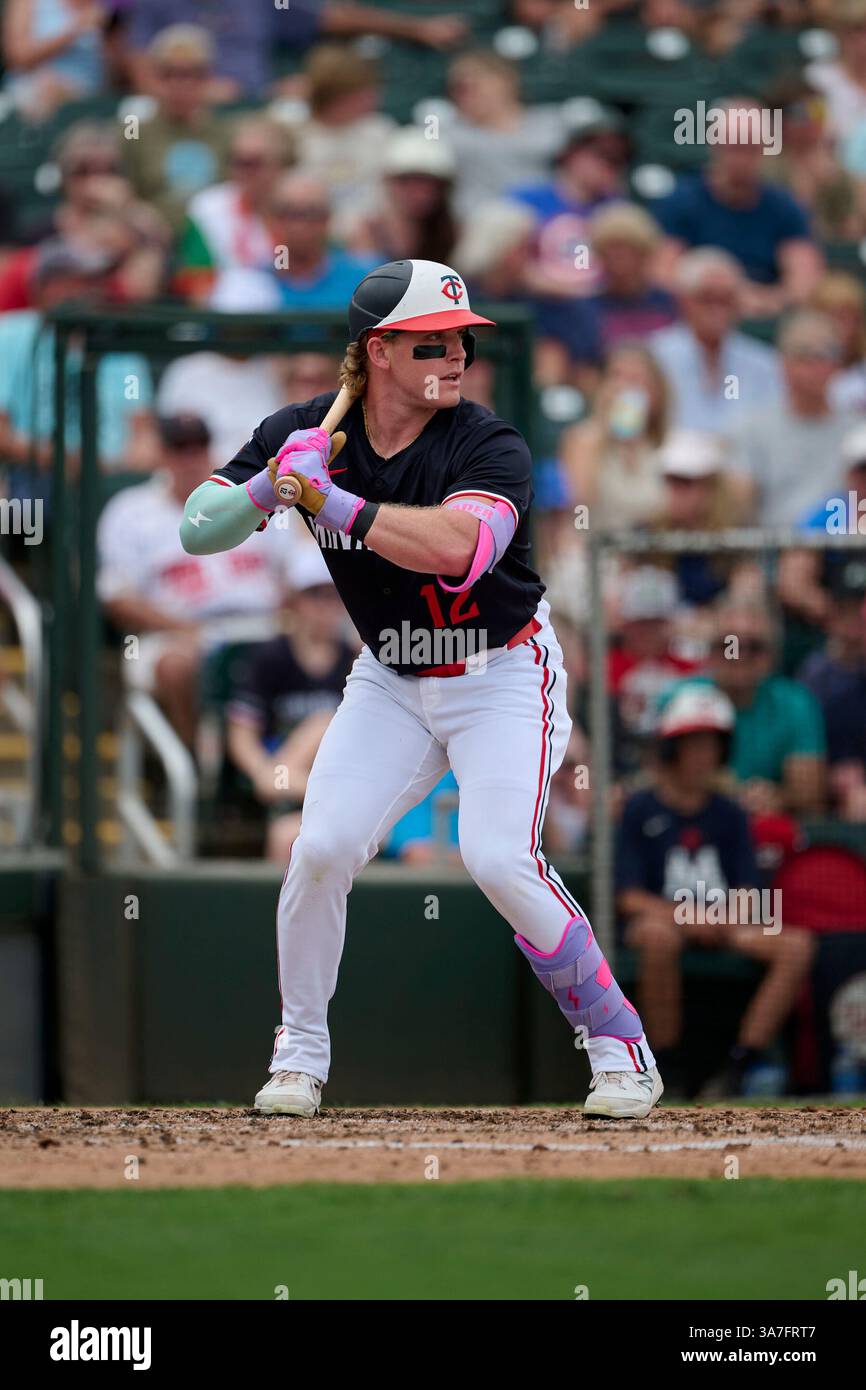 Minnesota Twins Harrison Bader (12) at bat during an MLB Spring ...