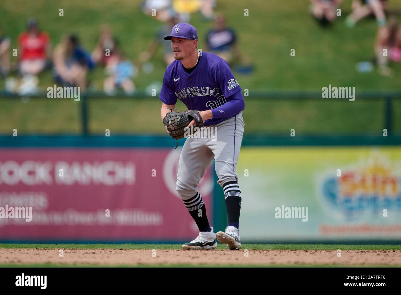 Colorado Rockies shortstop Aaron Schunk (30) during an MLB Spring ...
