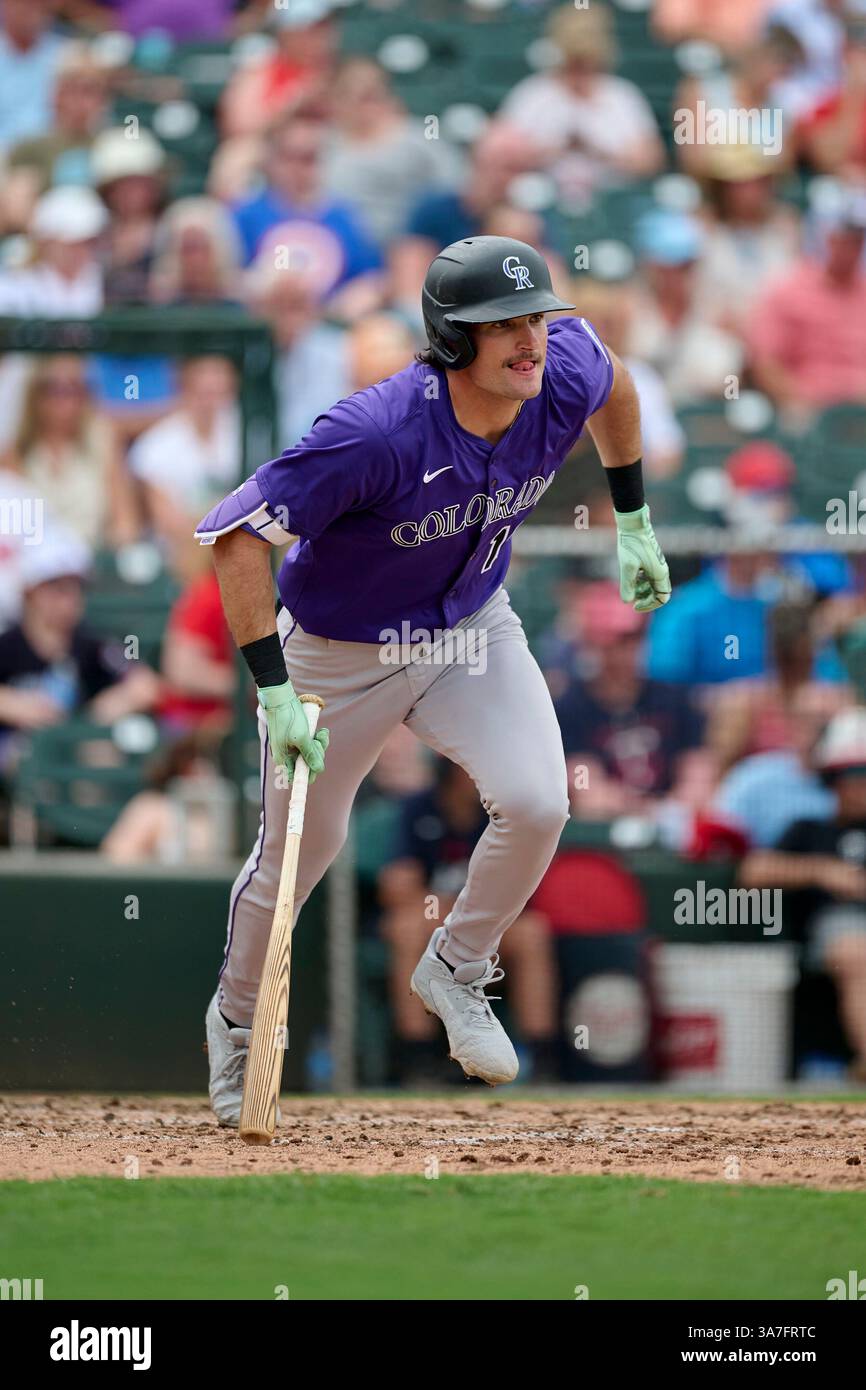 Colorado Rockies Sam Hilliard (16) at bat during an MLB Spring Training ...