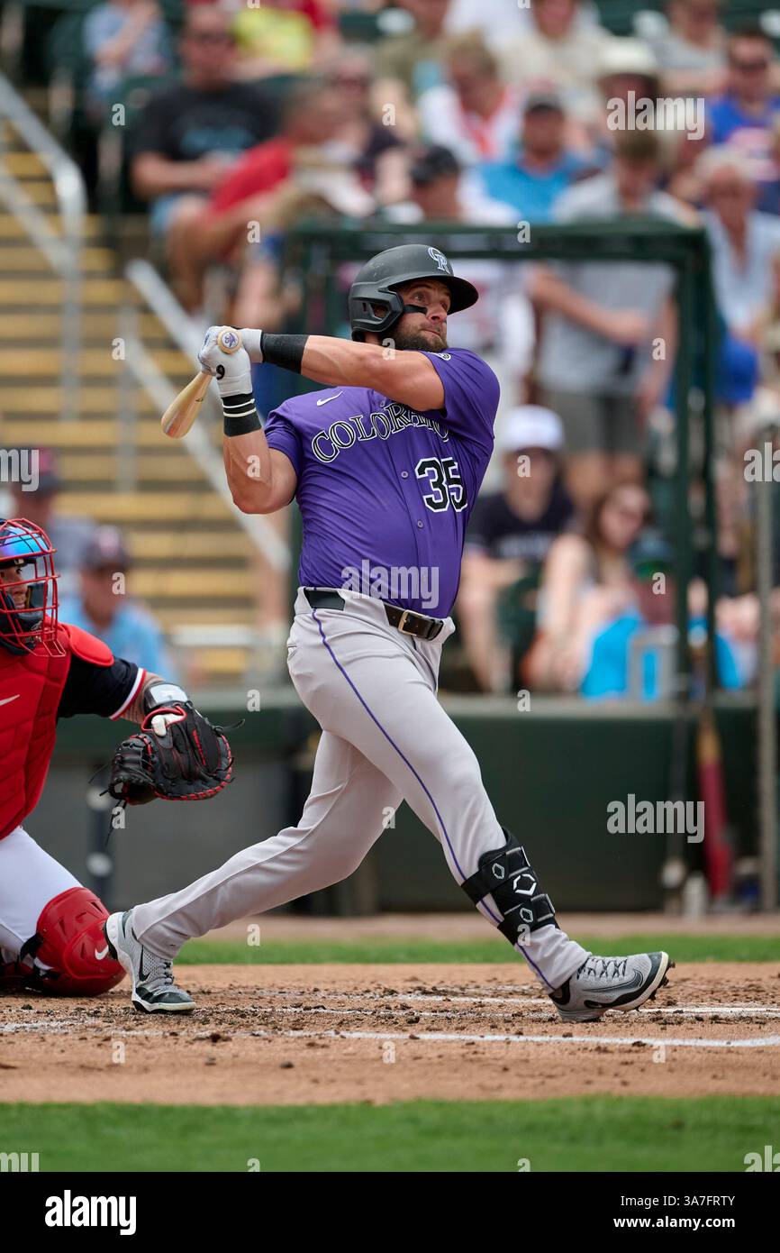 Colorado Rockies Nick Martini (35) at bat during an MLB Spring Training ...