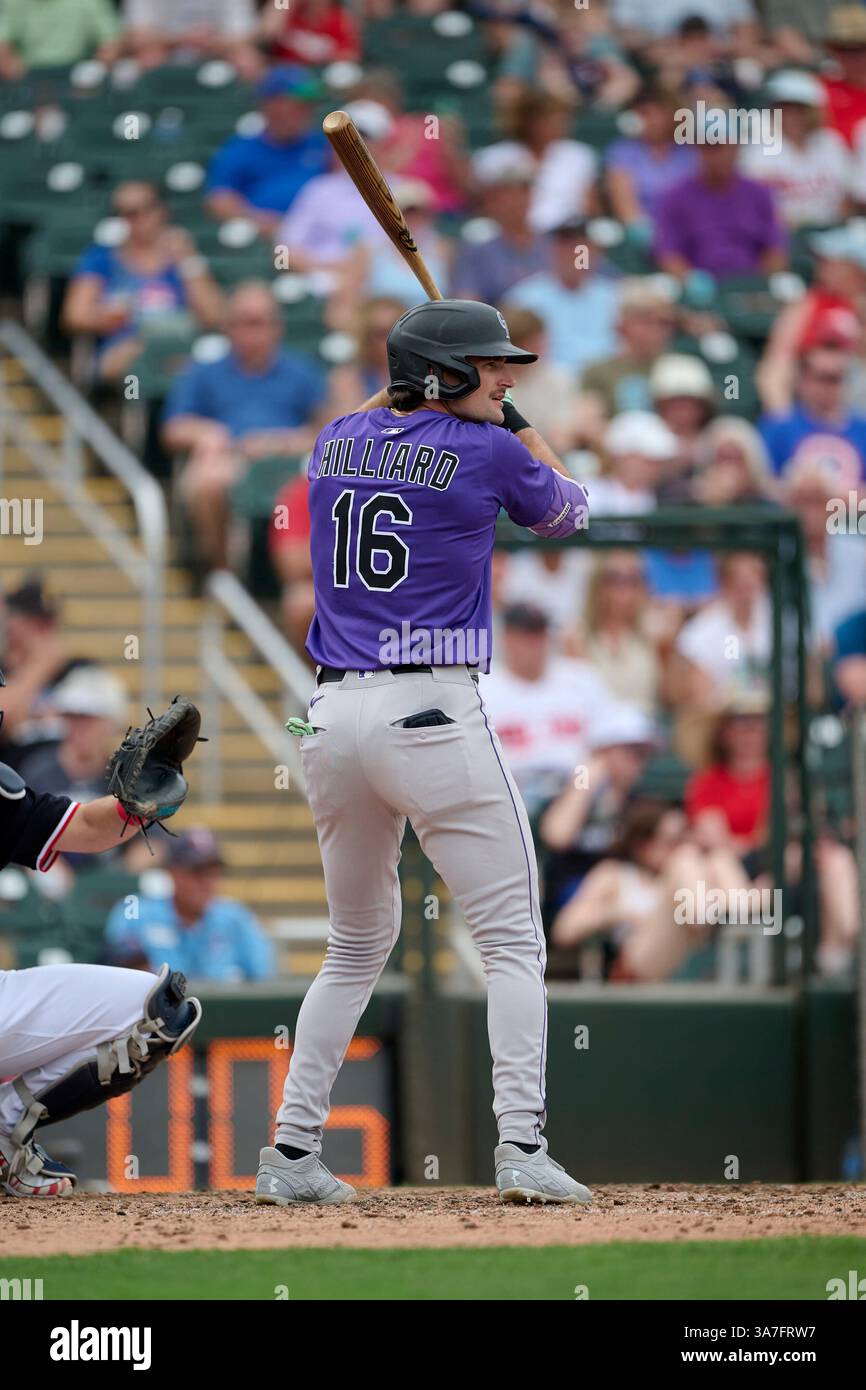 Colorado Rockies Sam Hilliard (16) at bat during an MLB Spring Training ...