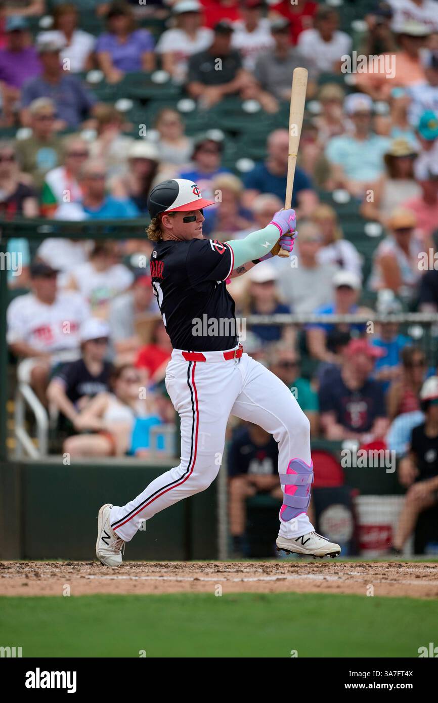 Minnesota Twins Harrison Bader (12) at bat during an MLB Spring ...