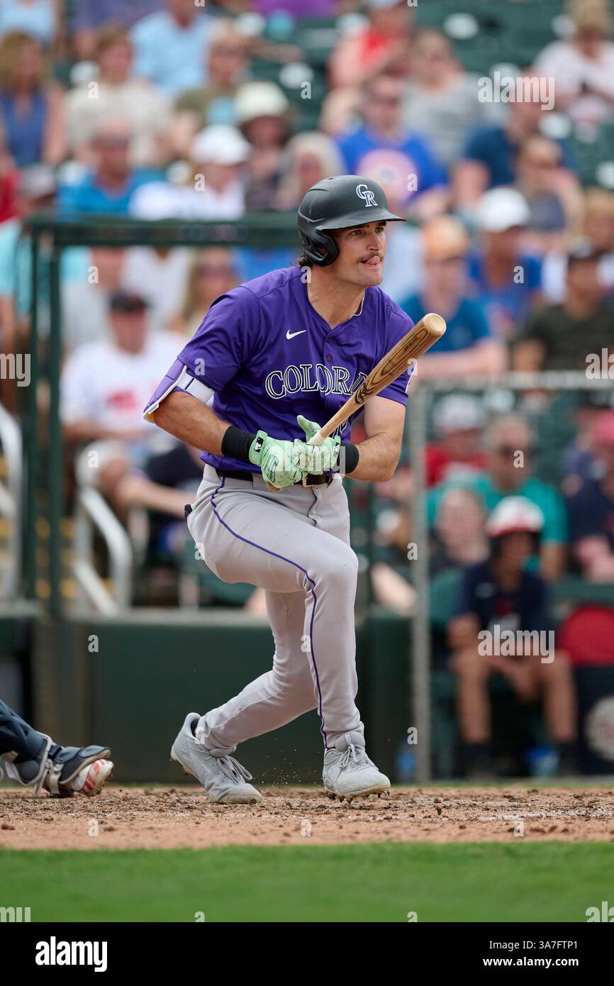 Colorado Rockies Sam Hilliard (16) at bat during an MLB Spring Training ...