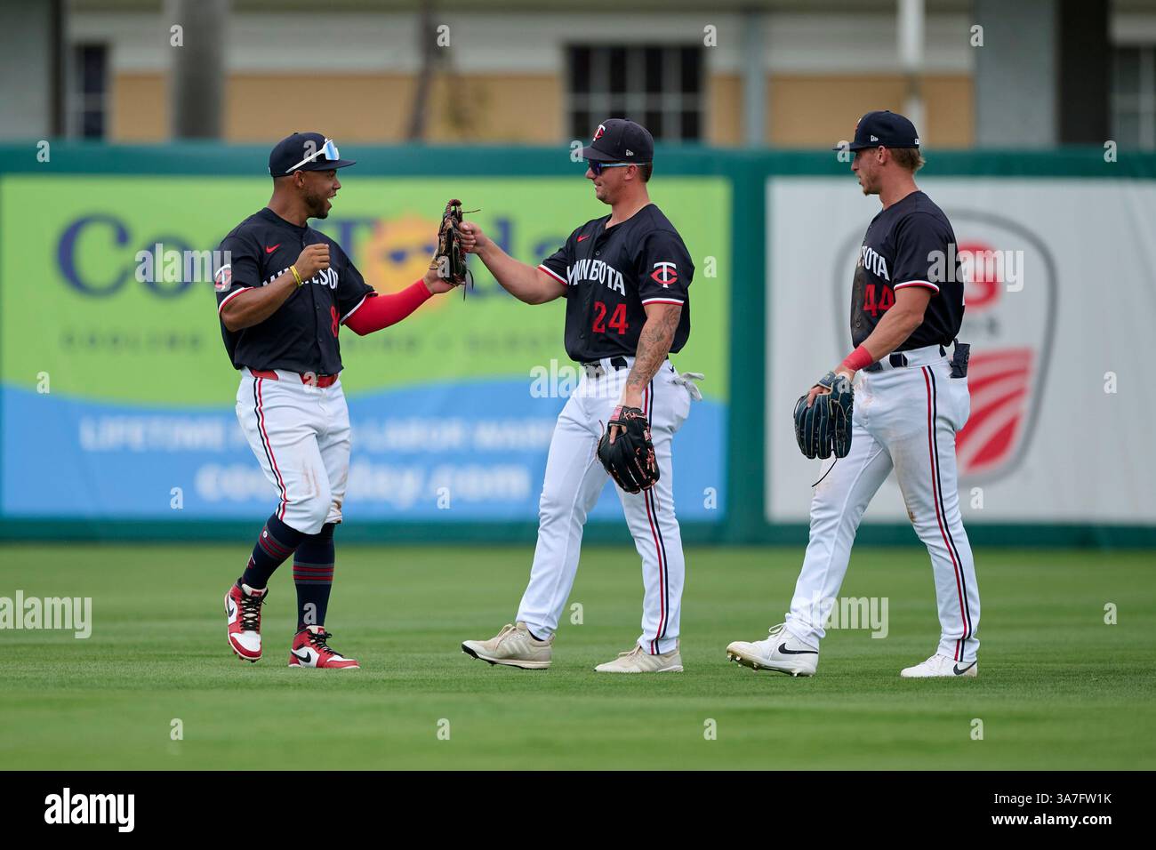 Minnesota Twins outfielders, Jeferson Morales (80), Caden Kendle (24 ...
