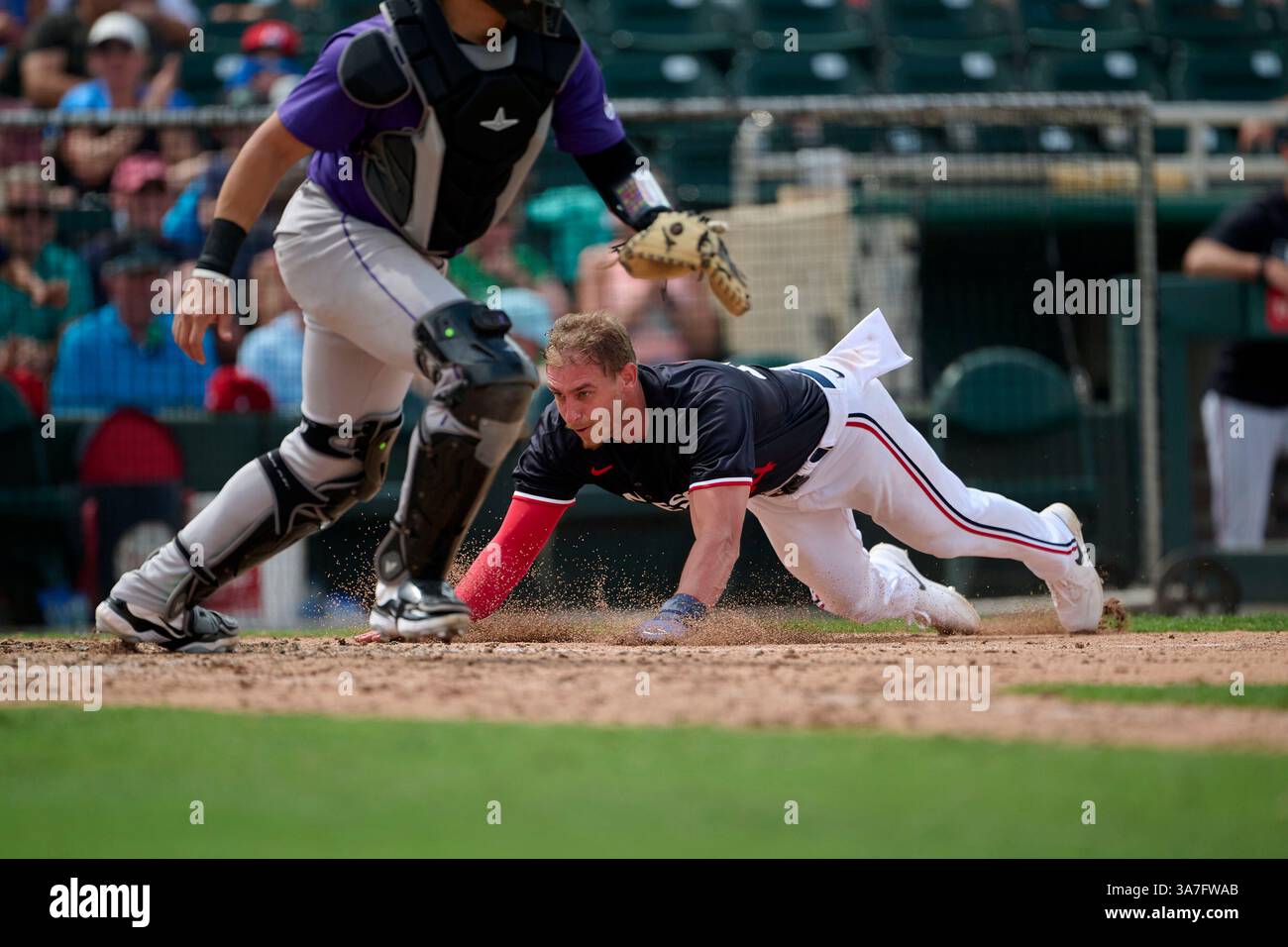 Minnesota Twins Kyler Fedko (44) slides home safely during an MLB ...