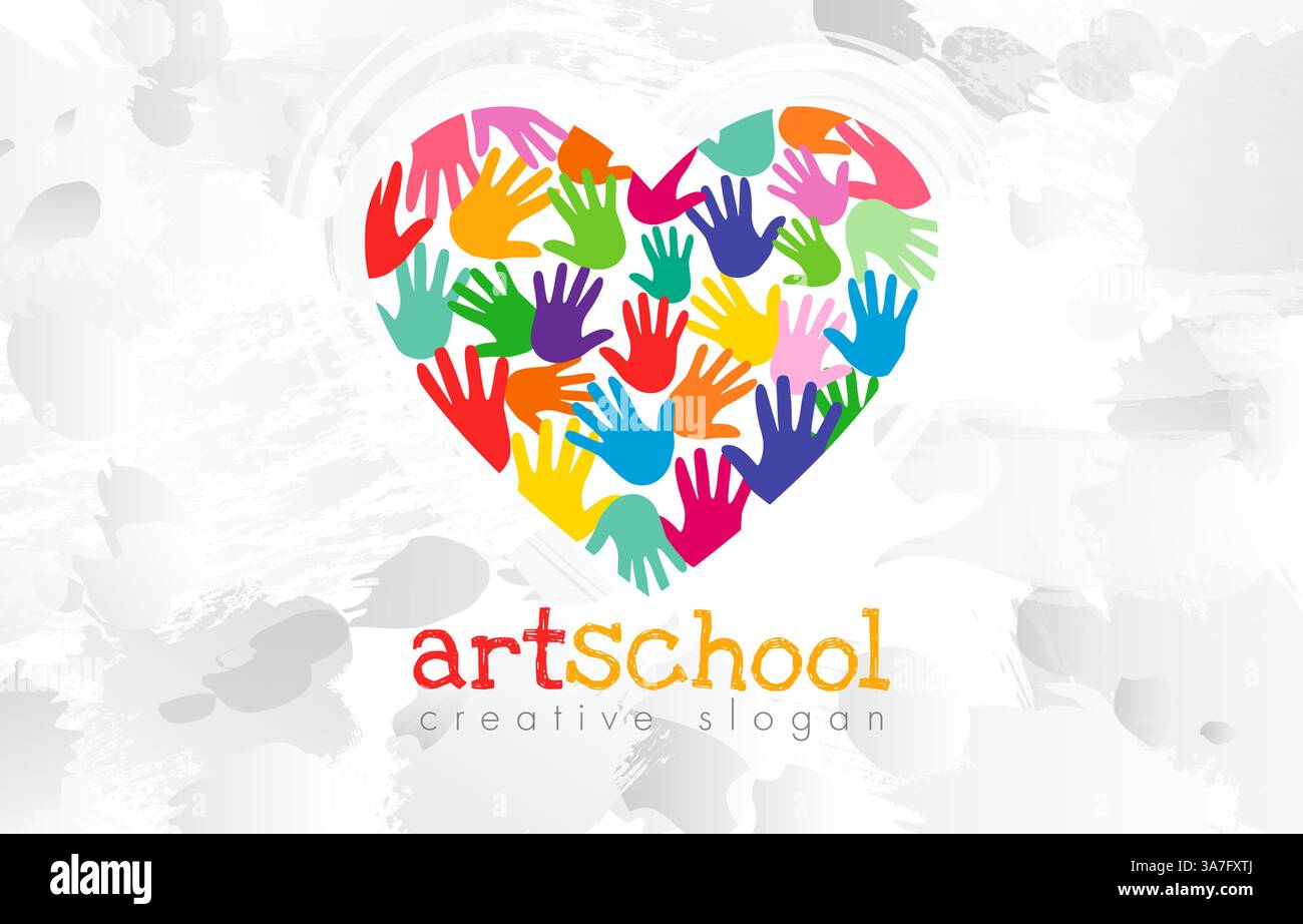 Cute coloured heart design with bright palms backdrop and isolated ...