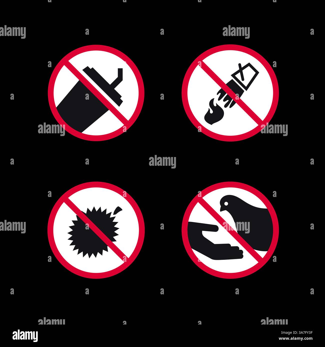 Prohibited signs, forbidden round stickers set, vector icons Stock ...