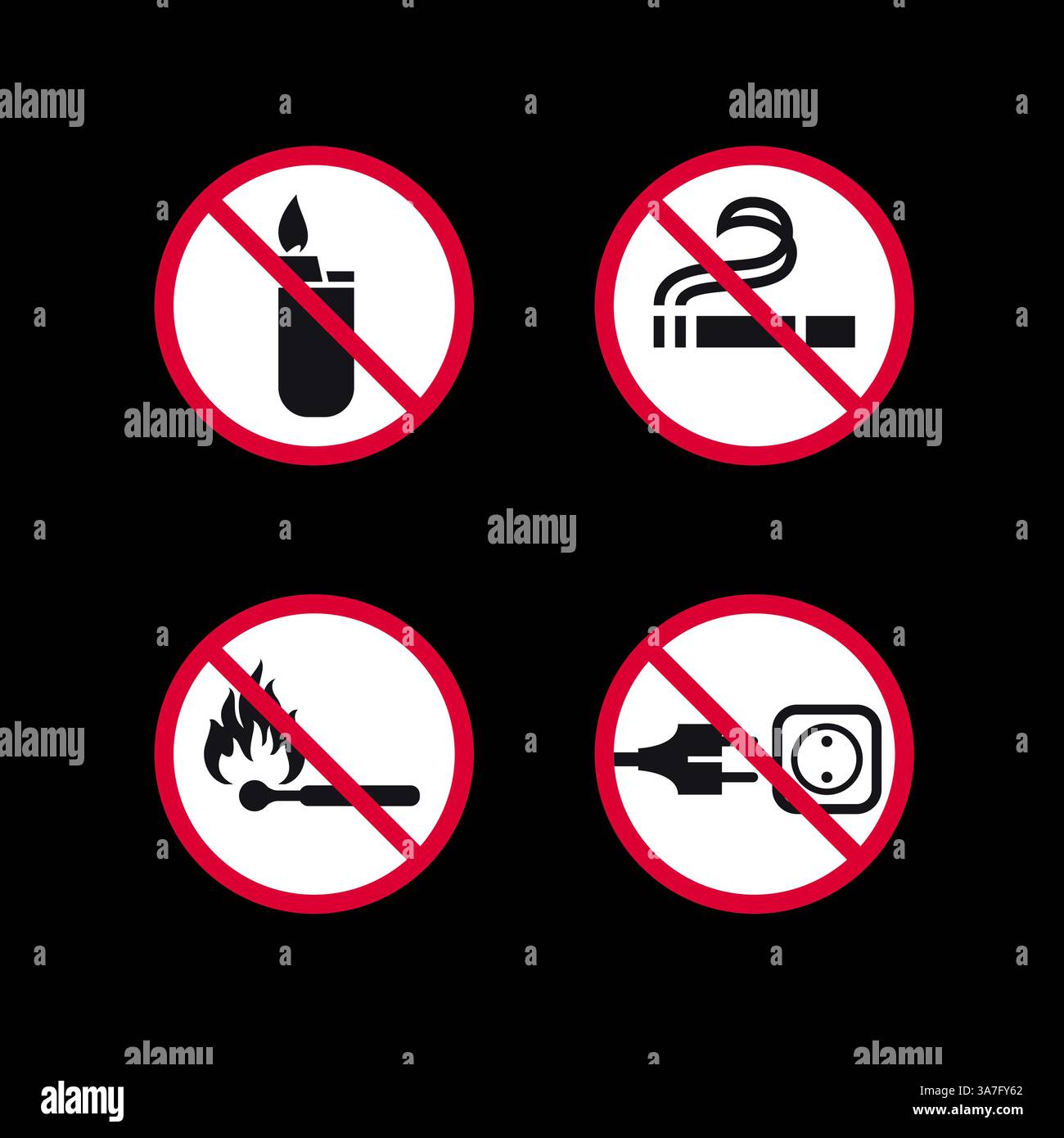 Prohibited signs, forbidden round stickers set, vector icons Stock ...
