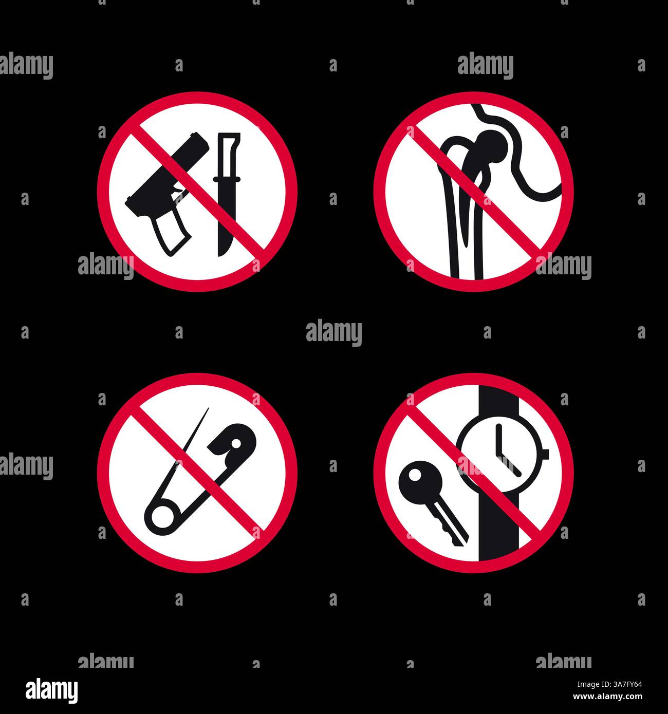 Prohibited signs, forbidden round stickers set, vector icons Stock ...