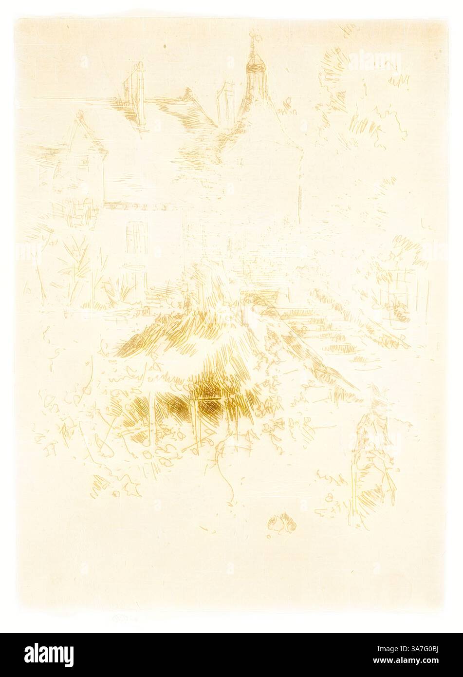 Etching in dark brown ink on ivory Cut Out Stock Images & Pictures - Alamy