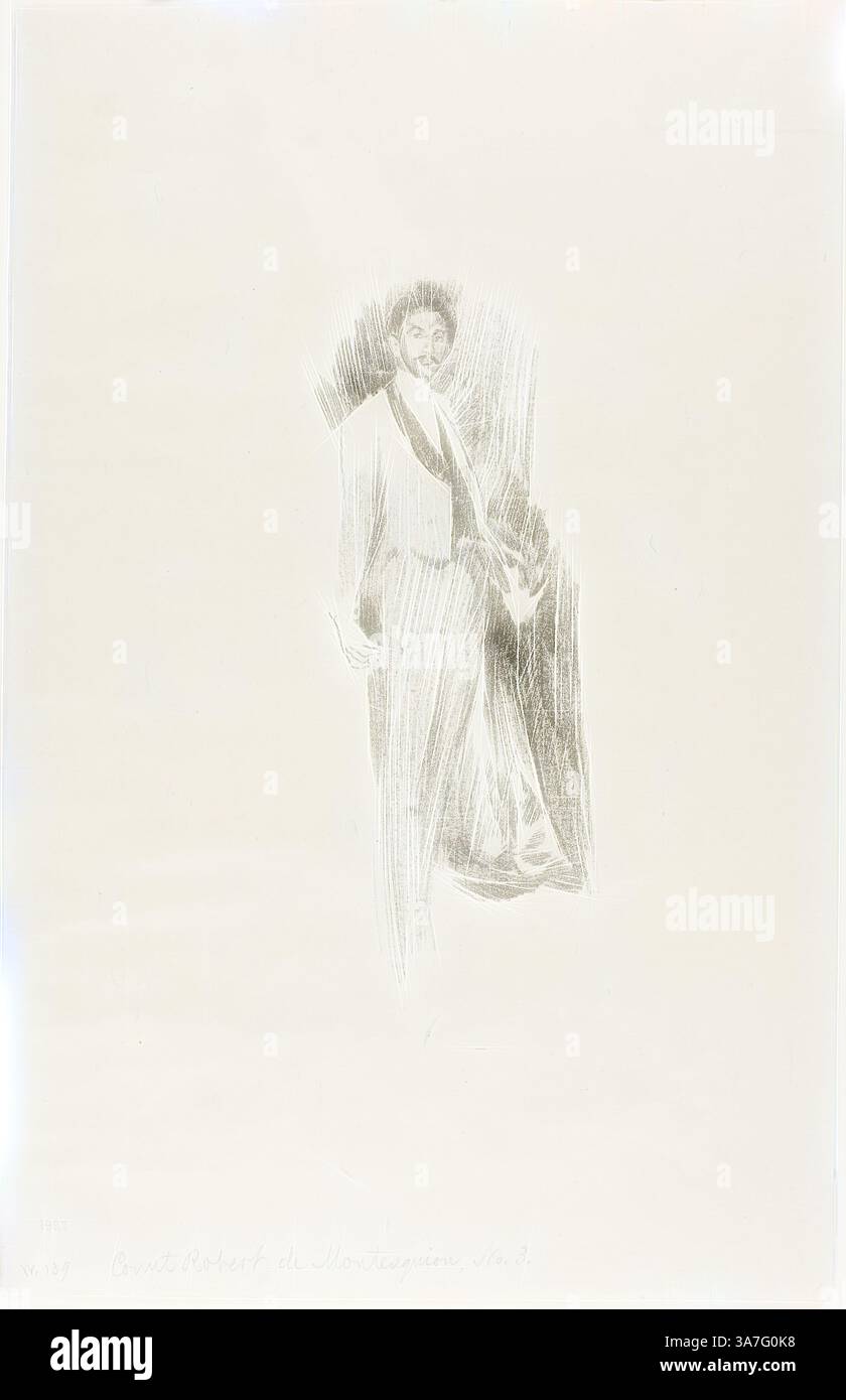 A softly rendered figure stands elegantly, dressed in a detailed outfit ...