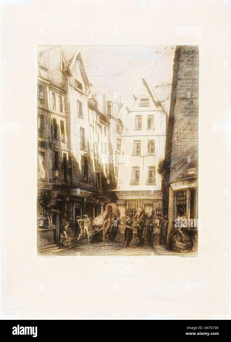 A lively street scene depicting figures engaged in various activities ...