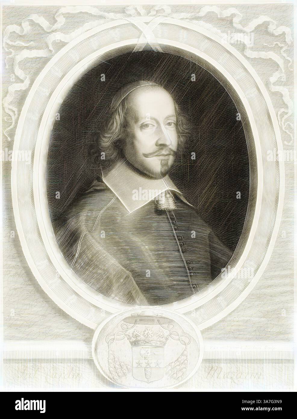 A distinguished man in historical attire, featuring a high collar and ...