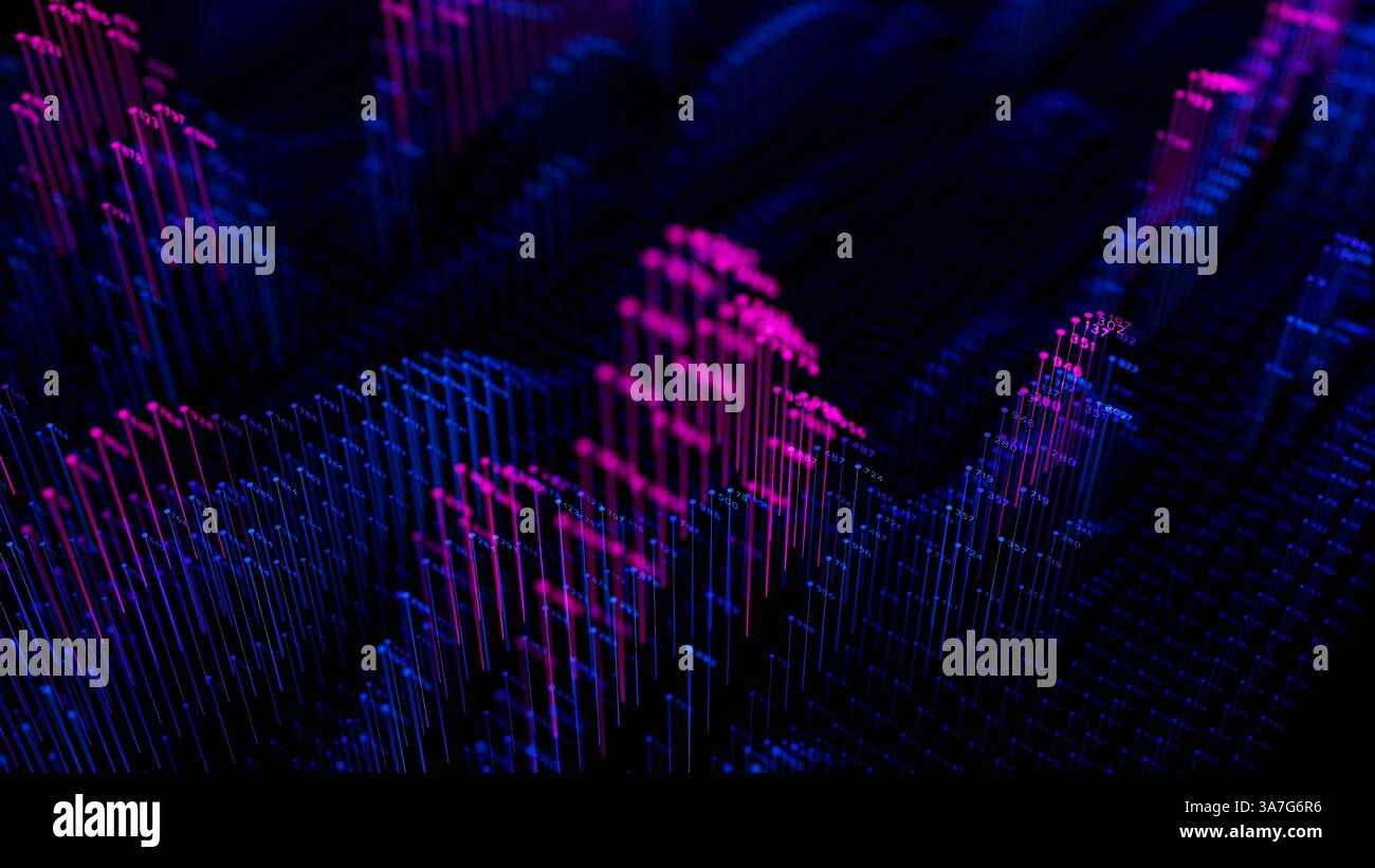 Big Data complex wave graph. Quantum computing universe. Cyber space of ...