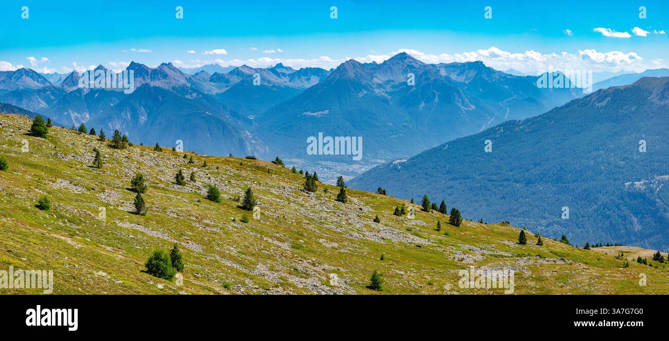 View of the Serre Chevalier valley from Col du Granon, Saint-Chaffrey ...