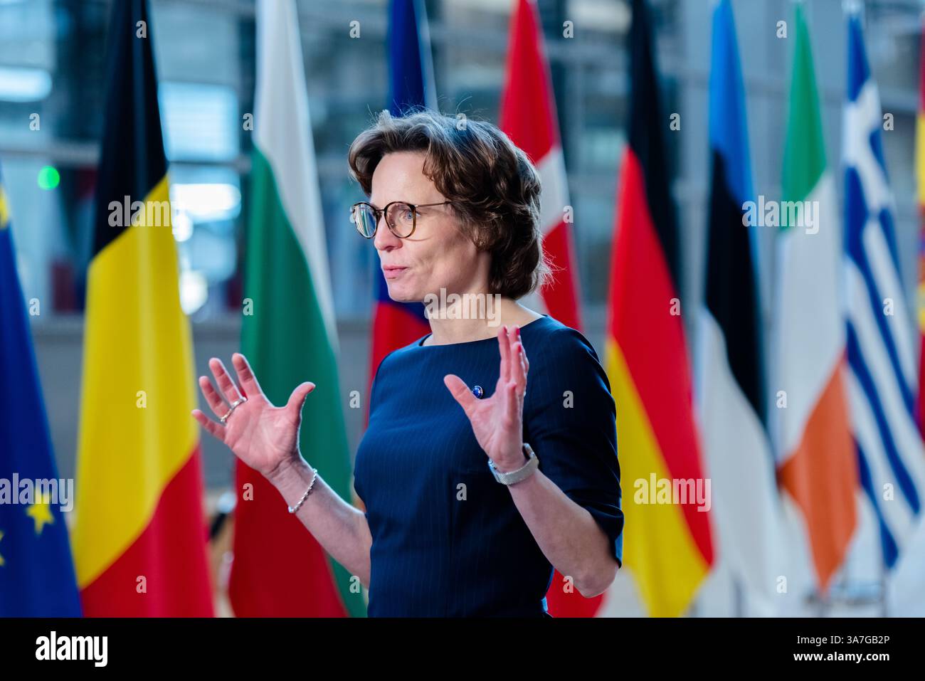 BRUSSELS, BELGIUM - 27th March, 2025. Jessika Roswall, European ...