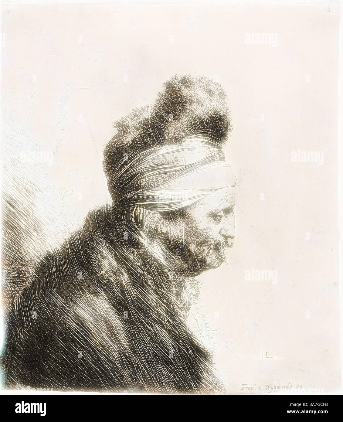 A side profile of an elderly man with a distinguished expression ...