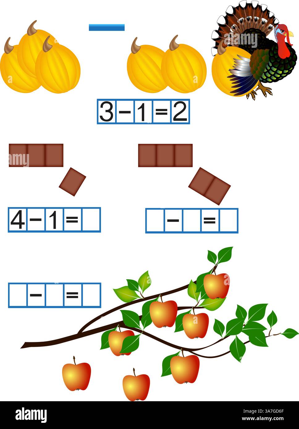 Mathematics, familiarity with a minus sign, subtraction Stock Vector ...