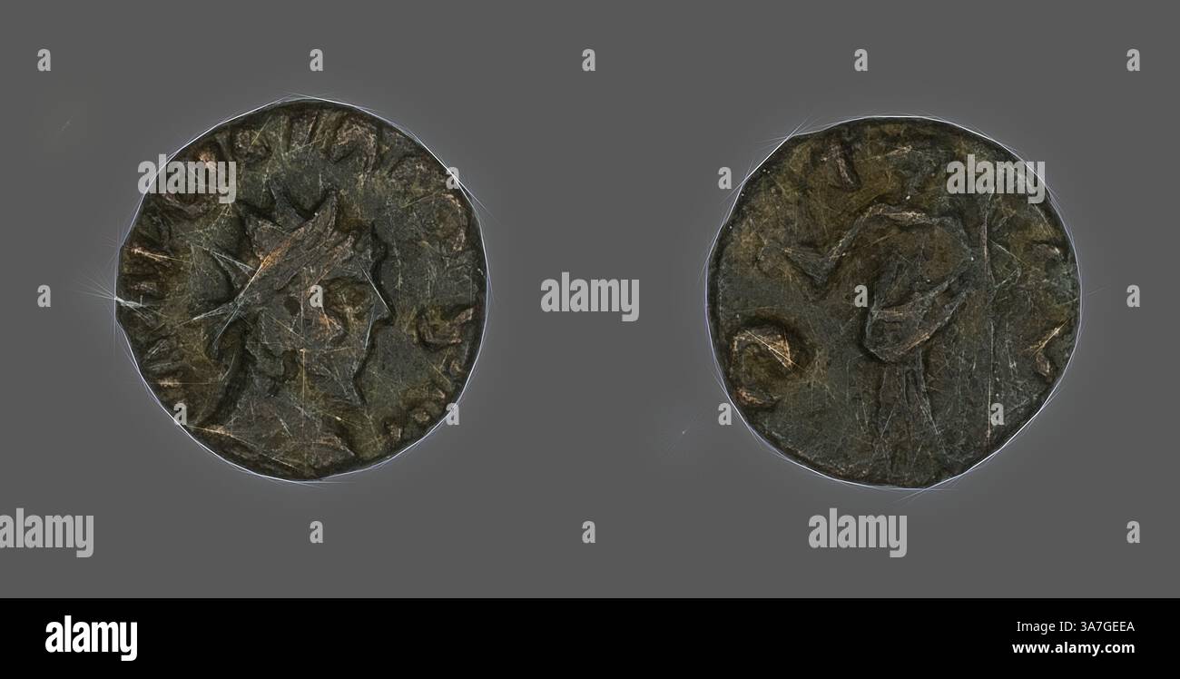 A pair of ancient coins featuring intricate designs, one side ...