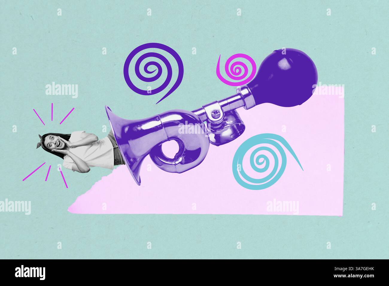 Trend artwork composite banner 3D photo collage of surreal piture young ...