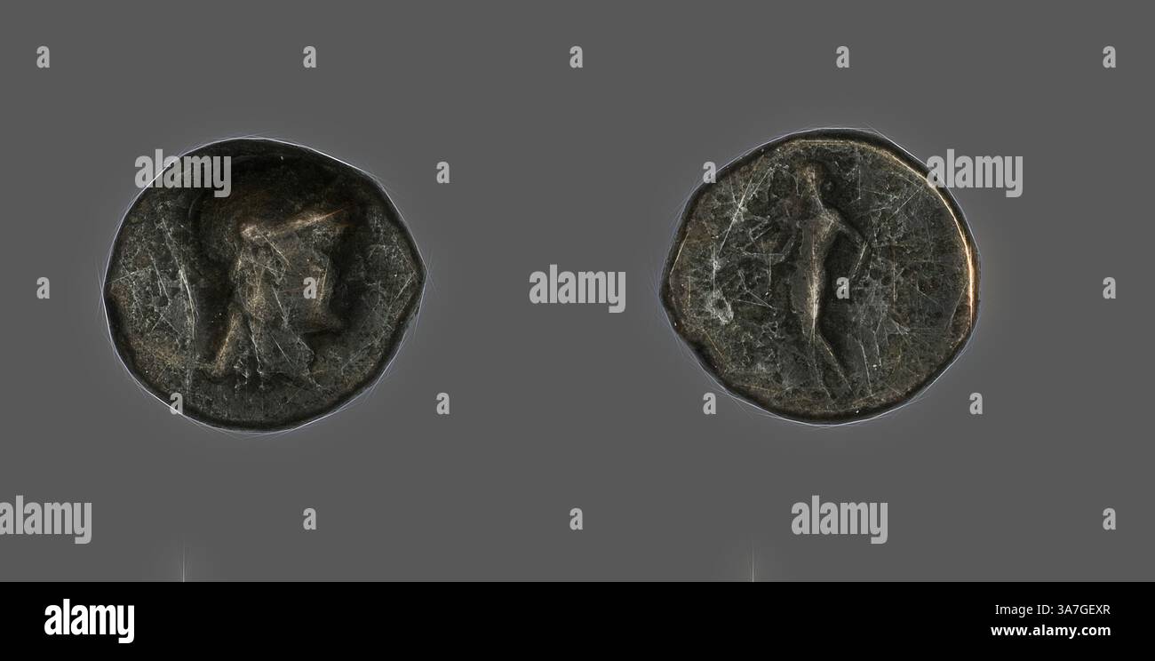 Two ancient coins are displayed, showcasing distinct designs on their ...