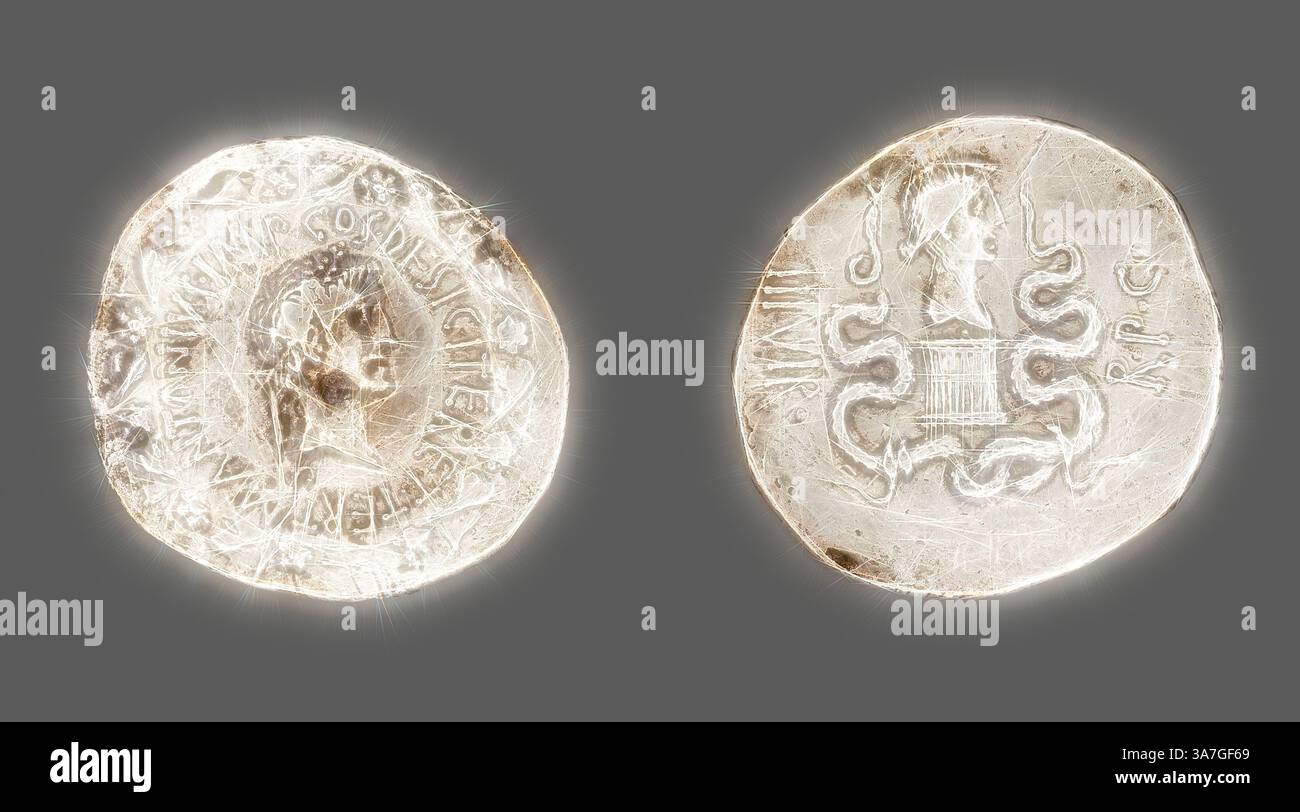 Two ancient coins are displayed side by side, each featuring intricate ...