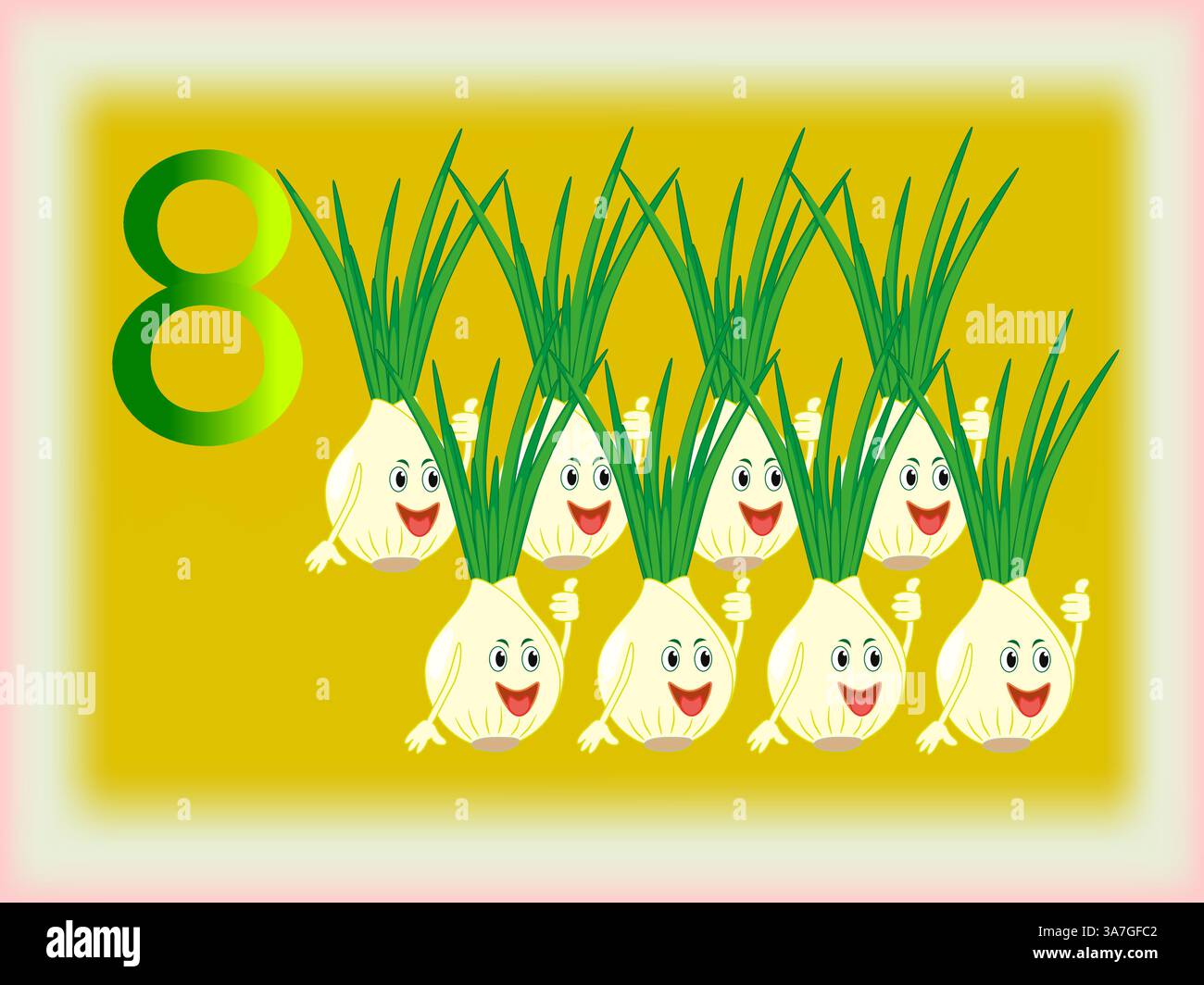 Illustrated flash card showing the number eight, bow Stock Vector Image ...