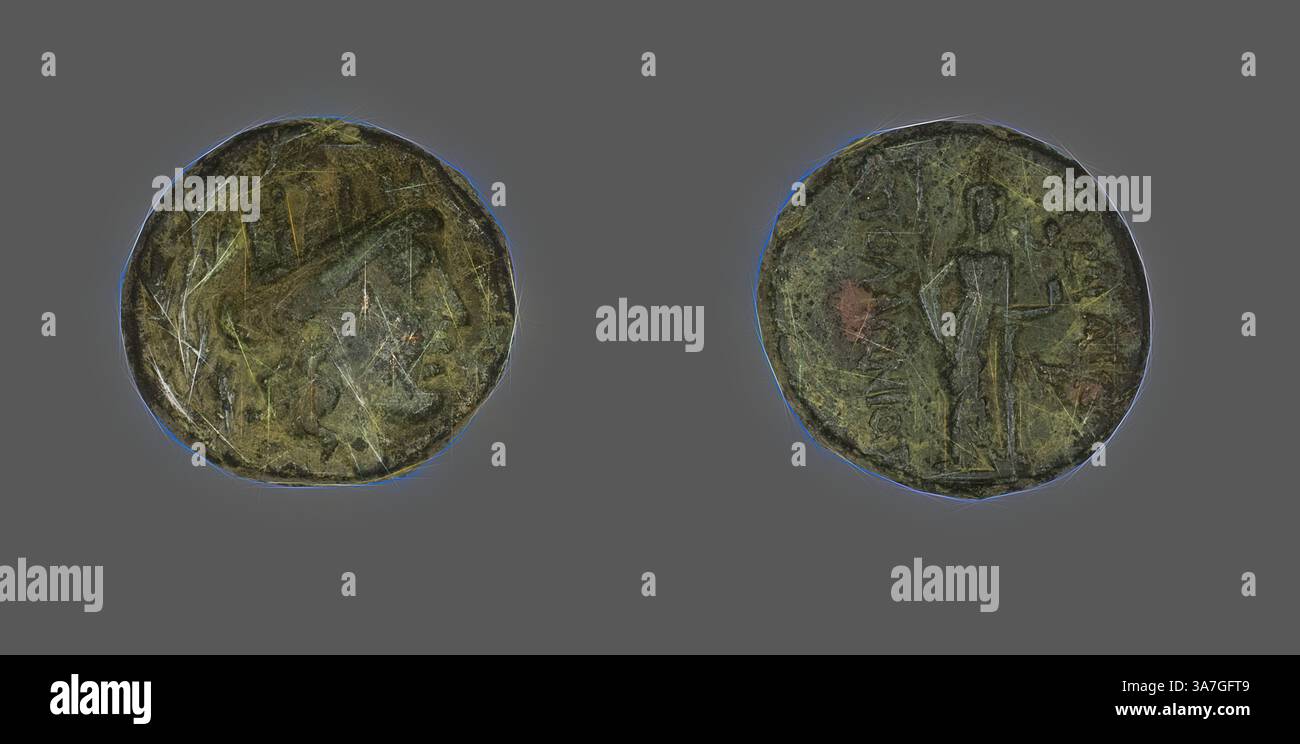 Two ancient coins lie side by side, displaying intricate designs on ...