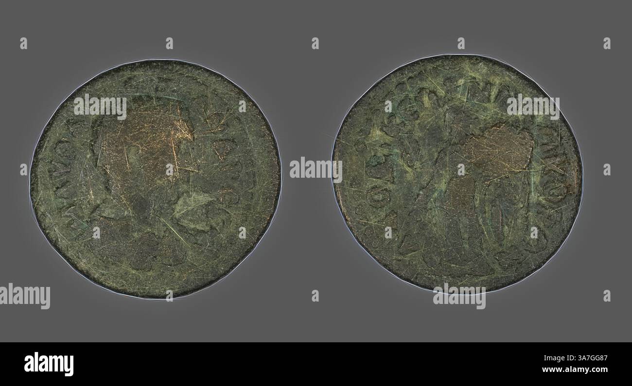 Two ancient coins displayed side by side, featuring detailed engravings ...