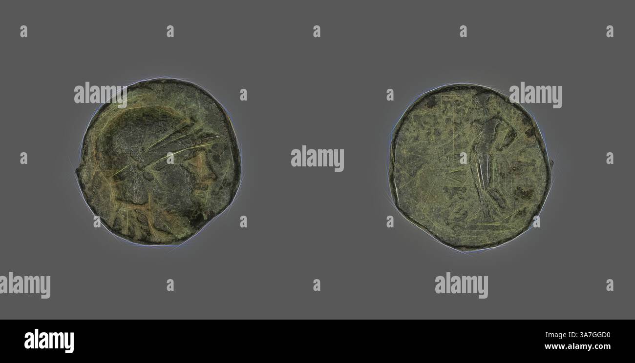 Two ancient coins are displayed side by side. One features a profile of ...