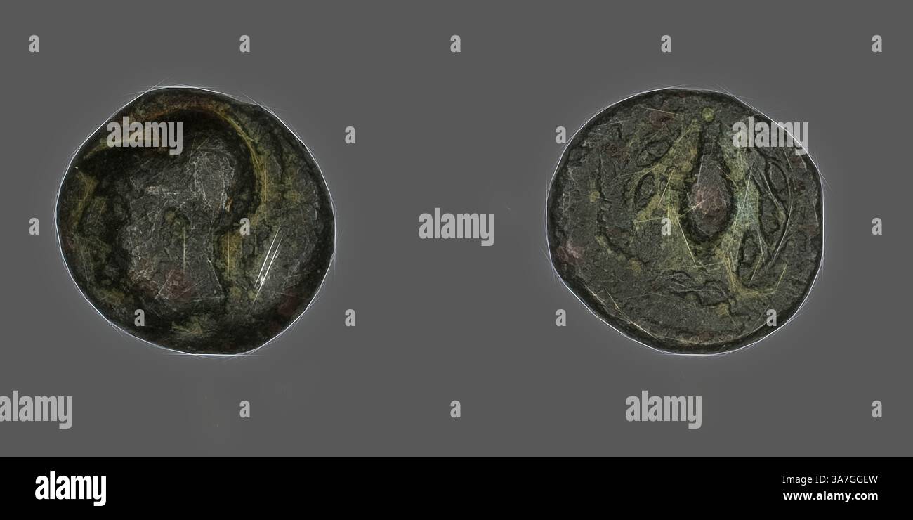 Two ancient coins displayed side by side, one featuring a detailed ...