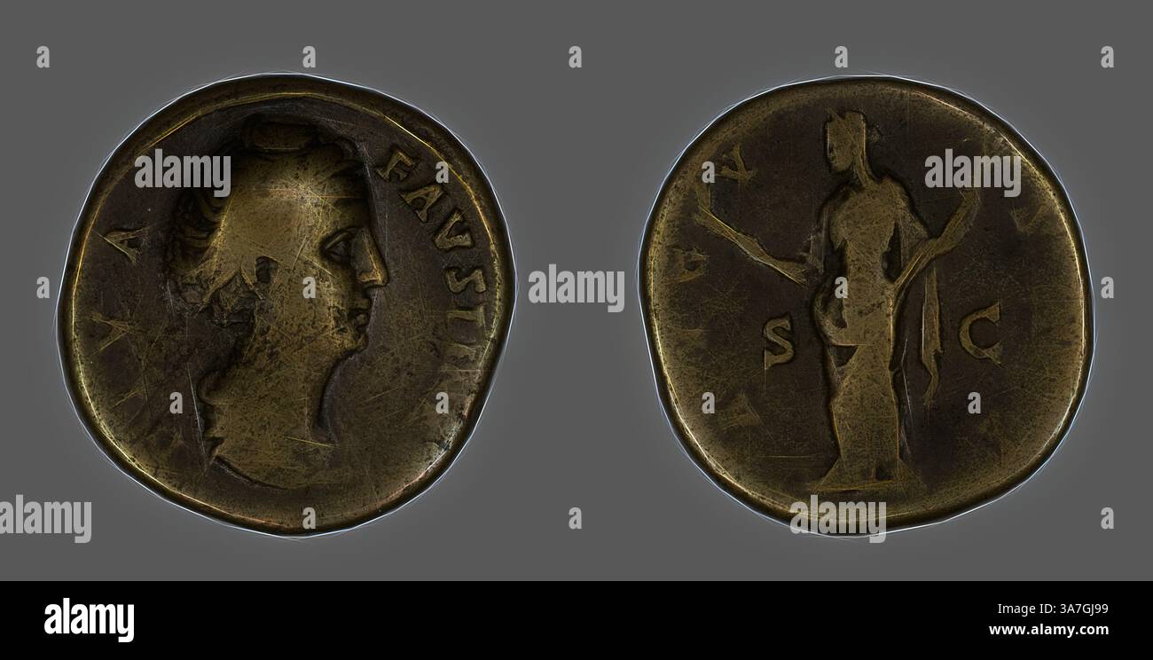 Two ancient coins are displayed side by side. One features a profile of ...