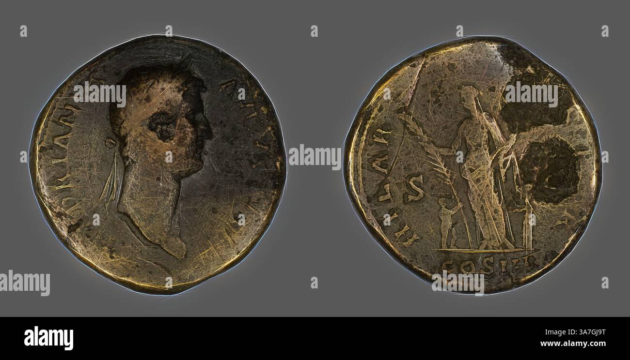 An ancient coin features a profile of a prominent figure on one side ...