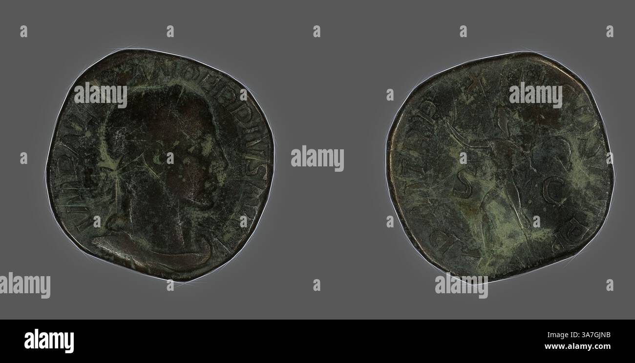An ancient coin featuring a detailed profile of a ruler on one side ...