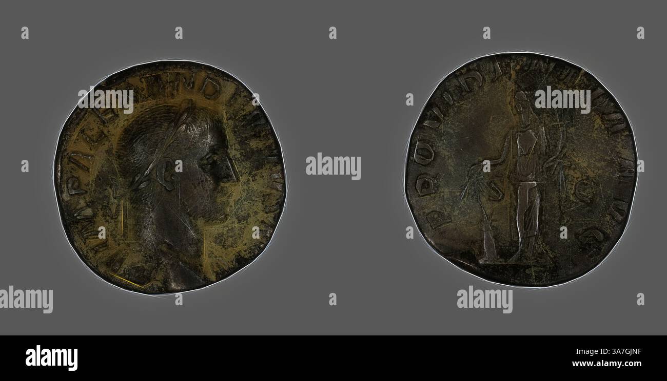 A vintage coin featuring a profile of a ruler on one side, with ...