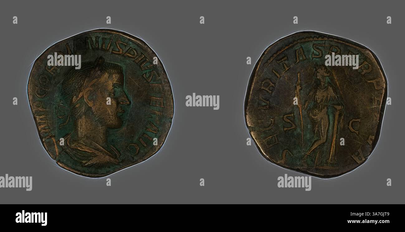 A detailed ancient coin featuring a profile of a young emperor on one ...