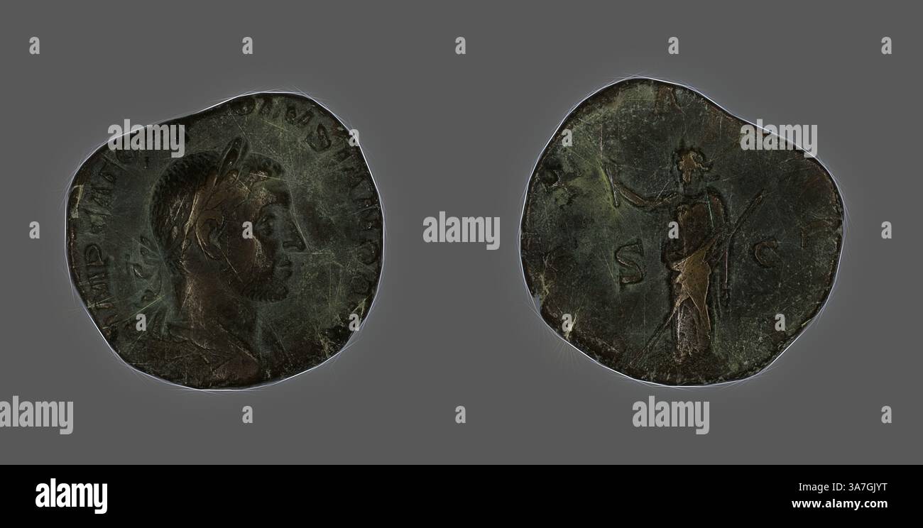 A historical coin featuring a profile of a ruler on one side, along ...