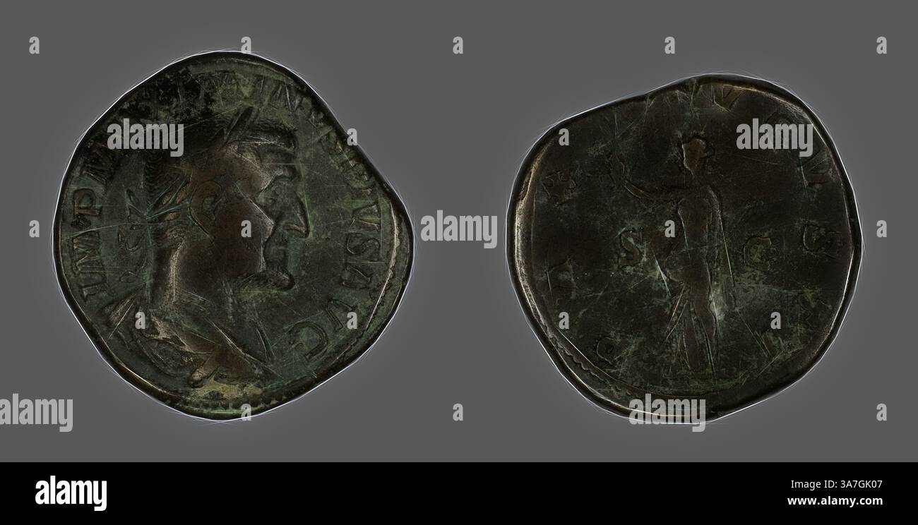 Two ancient coins displayed side by side, featuring intricate designs ...