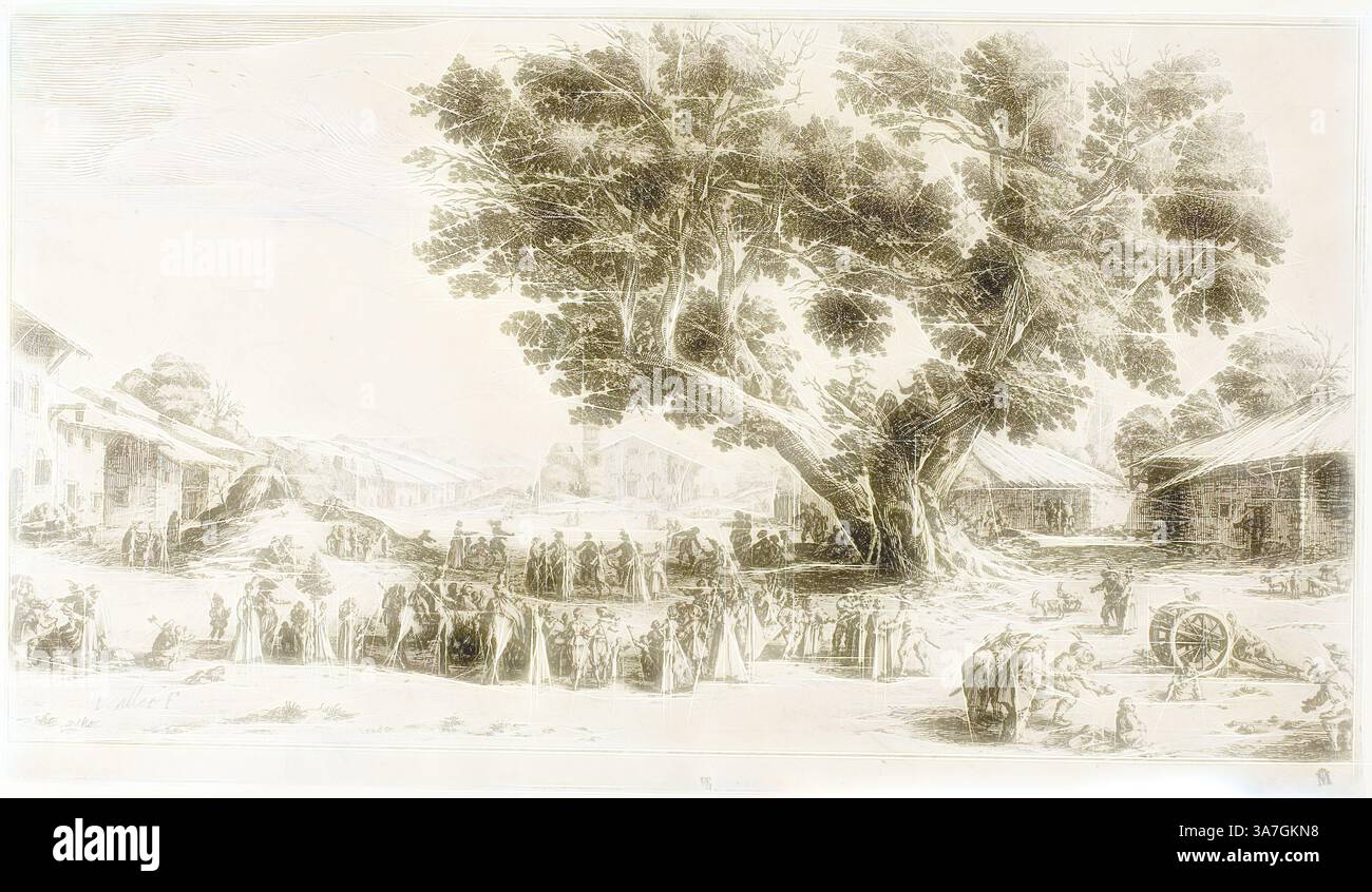 Bustling village scene unfolds under hi-res stock photography and ...