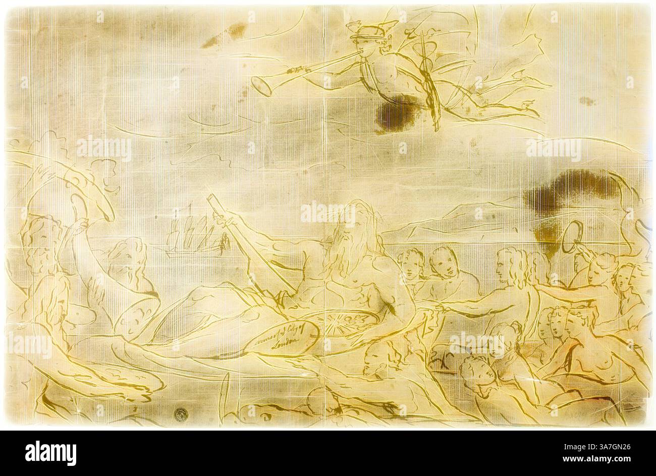 A celestial scene depicts a majestic figure, likely representing a ...