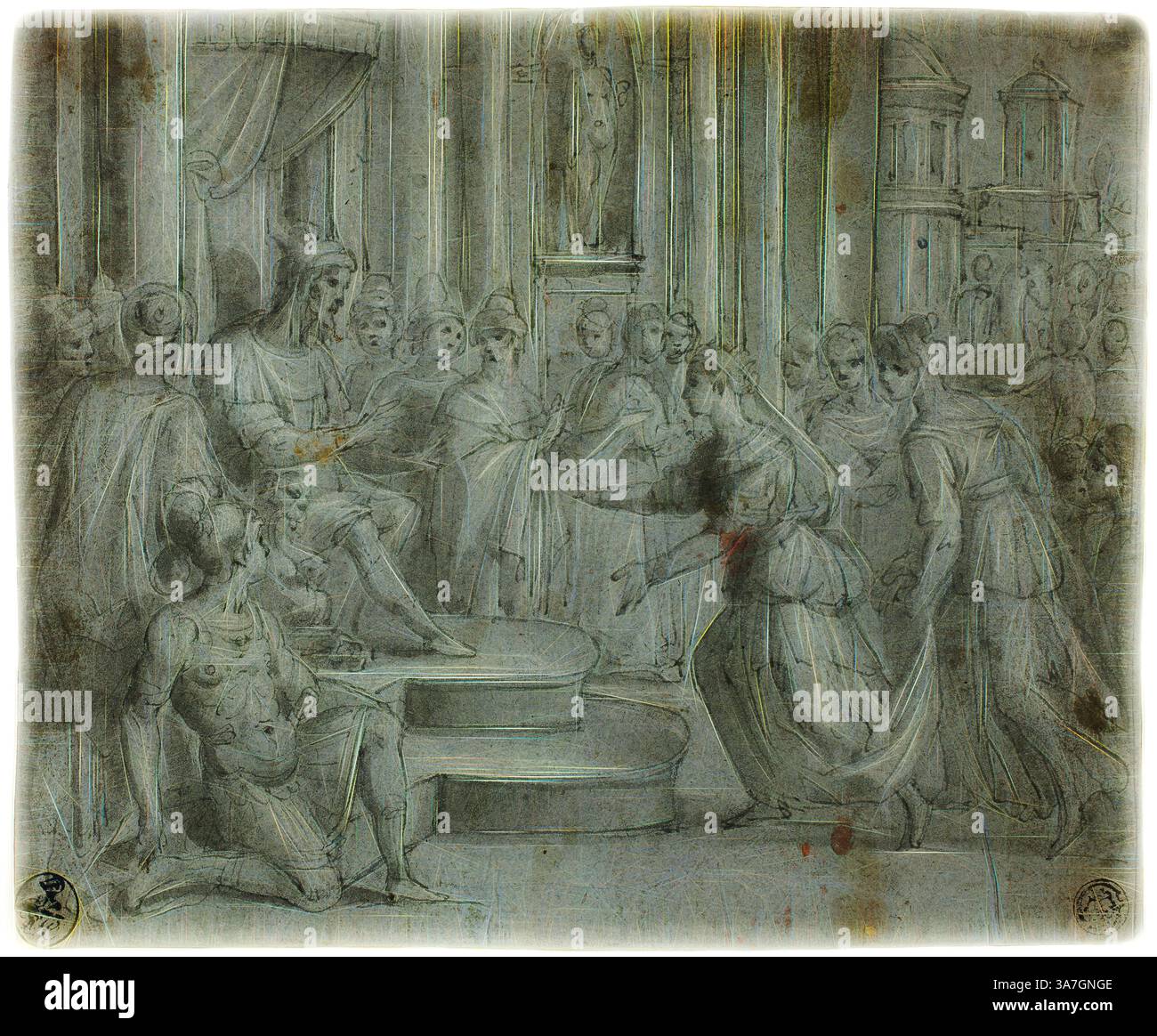 Group of figures in elaborate garments surrounds hi-res stock ...