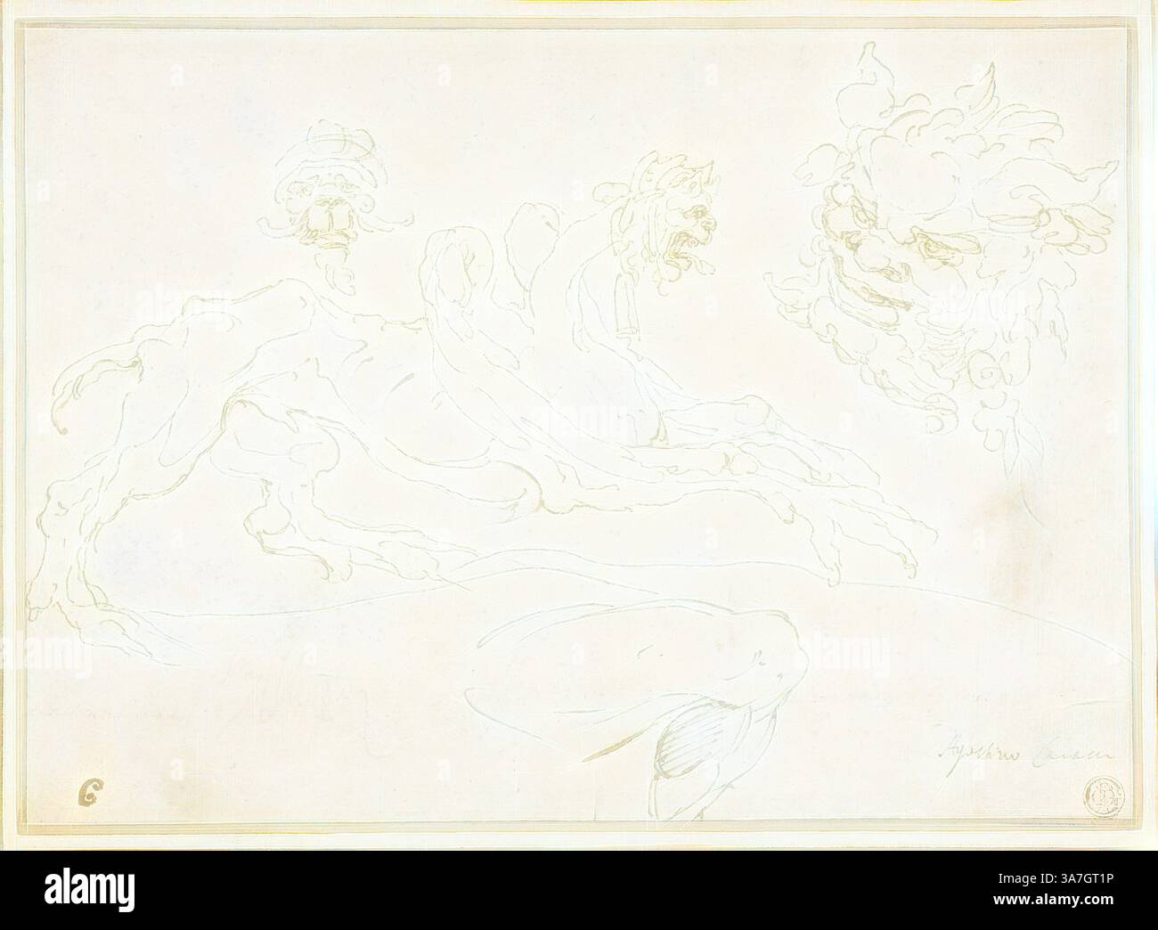 A fantastical scene featuring a mythical creature with flowing forms ...