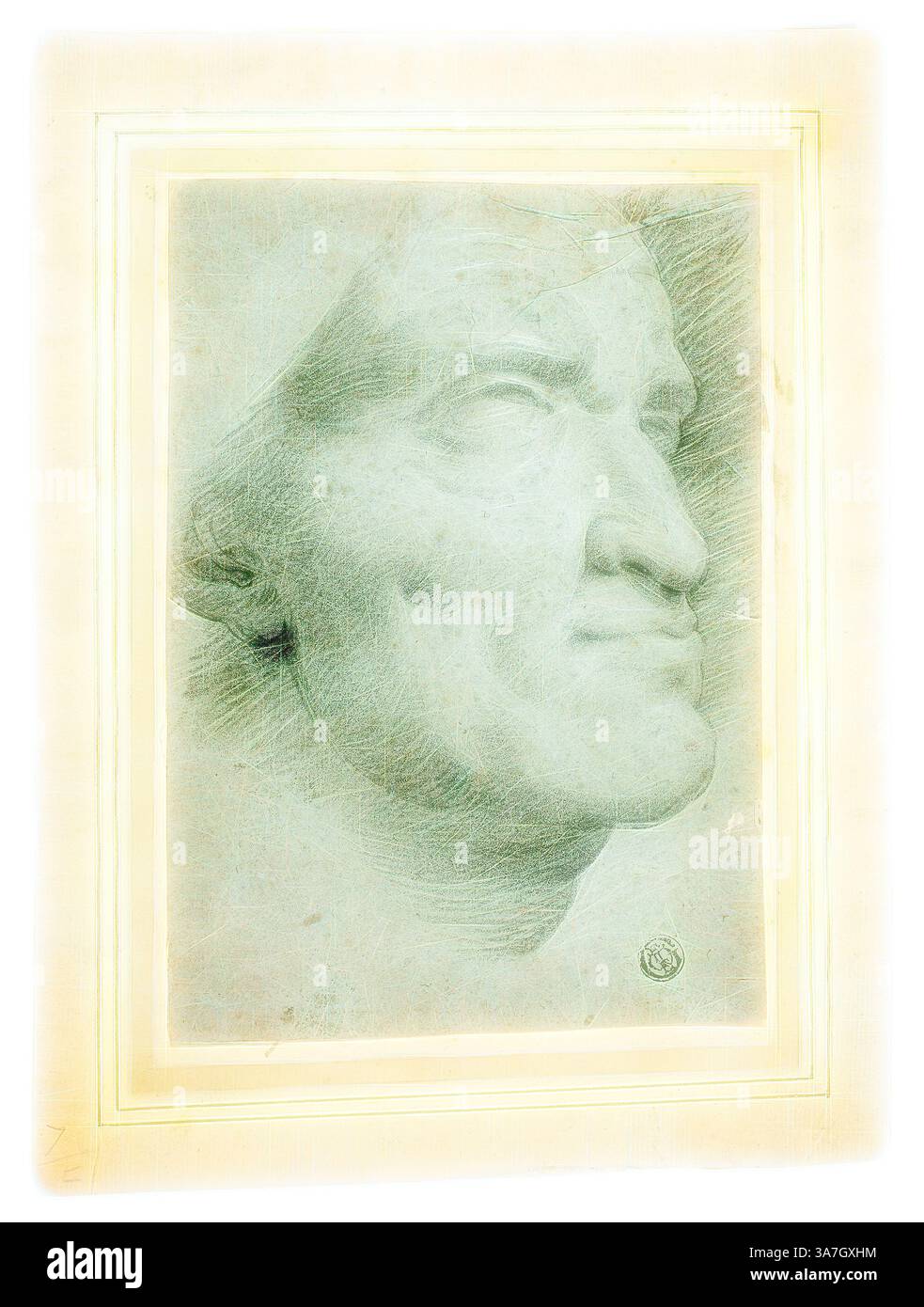 A detailed sketch of a strong, heroic figure, showcasing pronounced ...