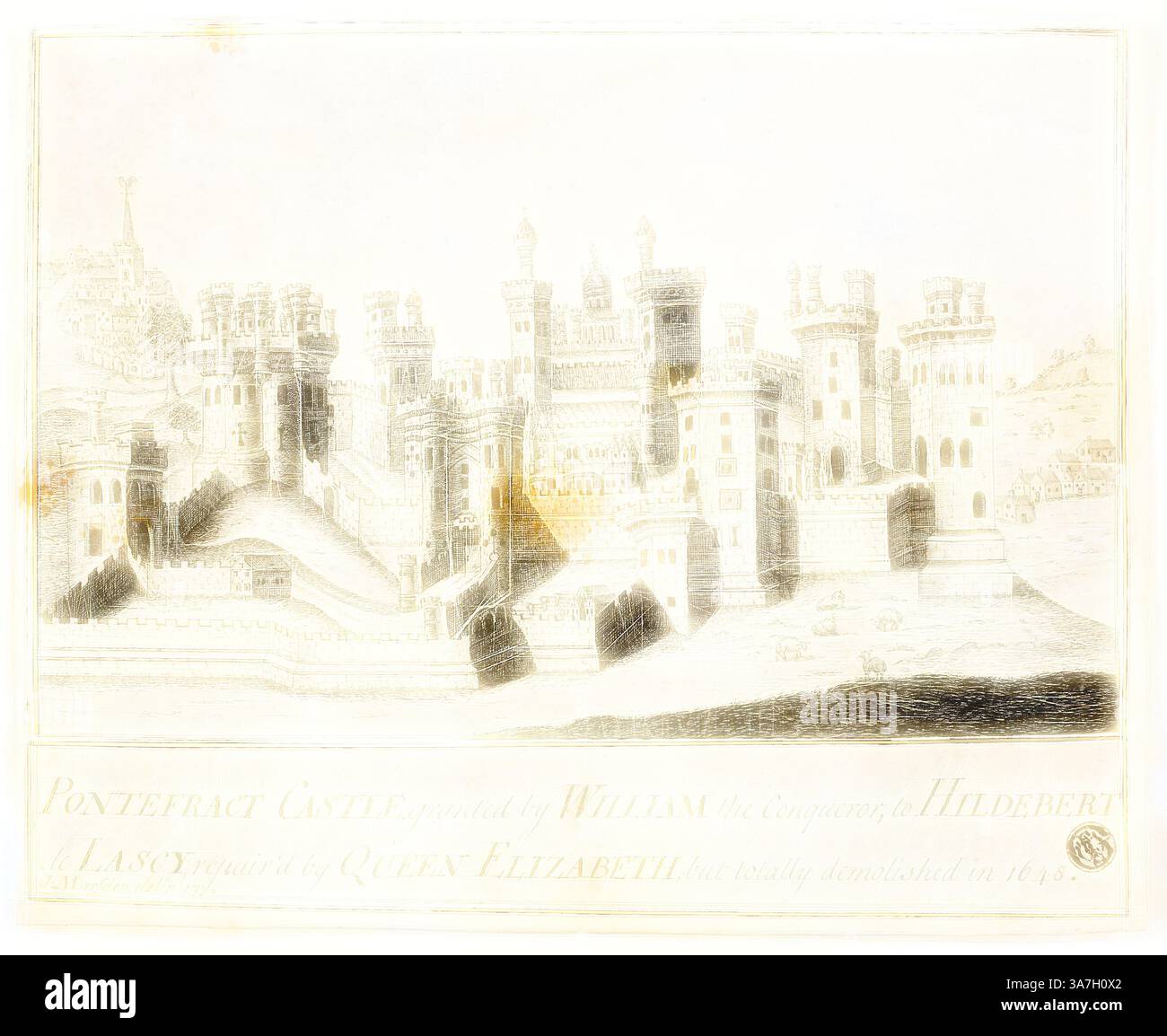 Detailed illustration of pontefract castle hi-res stock photography and ...